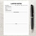 Printable Lawyer Notes Template Editable Lawyer Planner Law Client ...