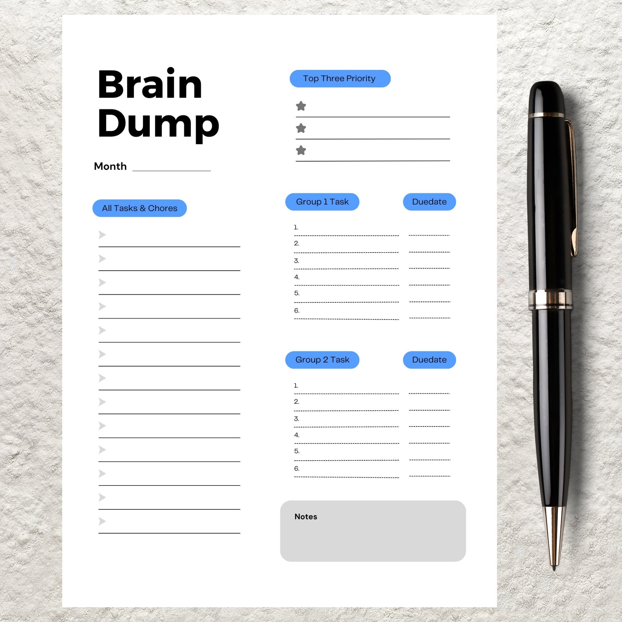 Editable Brain Dump Template Printable ADHD Brain Dump to Do List ...