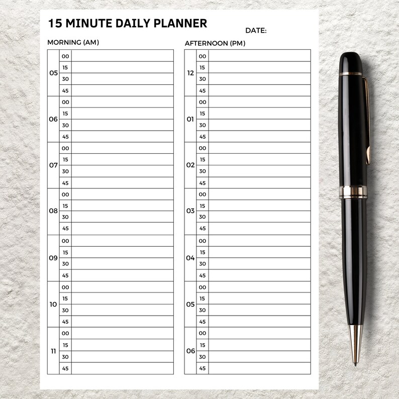 15 Minute Planner Editable 15 Minute Daily Planner Appointment Book ...