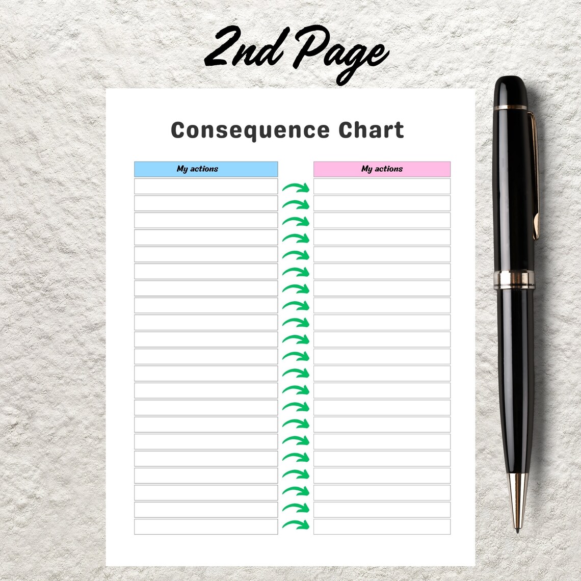 Editable Consequence Chart Template Printable Consequence for My Own Action Contract Consequence ...