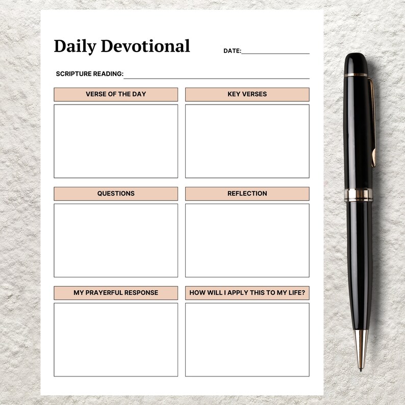 Daily Devotional Journal Template Printable Bible Study Christian Faith ...