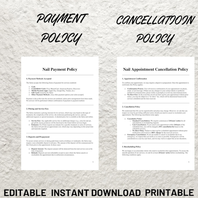 Nail Technician Forms Bundle Editable Nail Tech Consent Form Printable ...