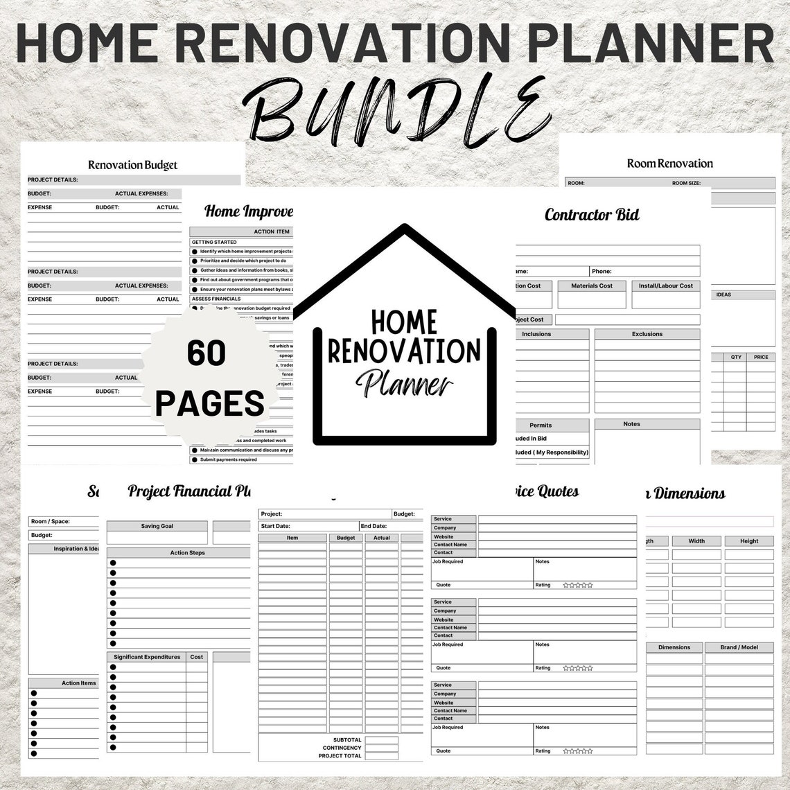 Home Renovation Planner Printable Home Improvement DIY Project Planner ...