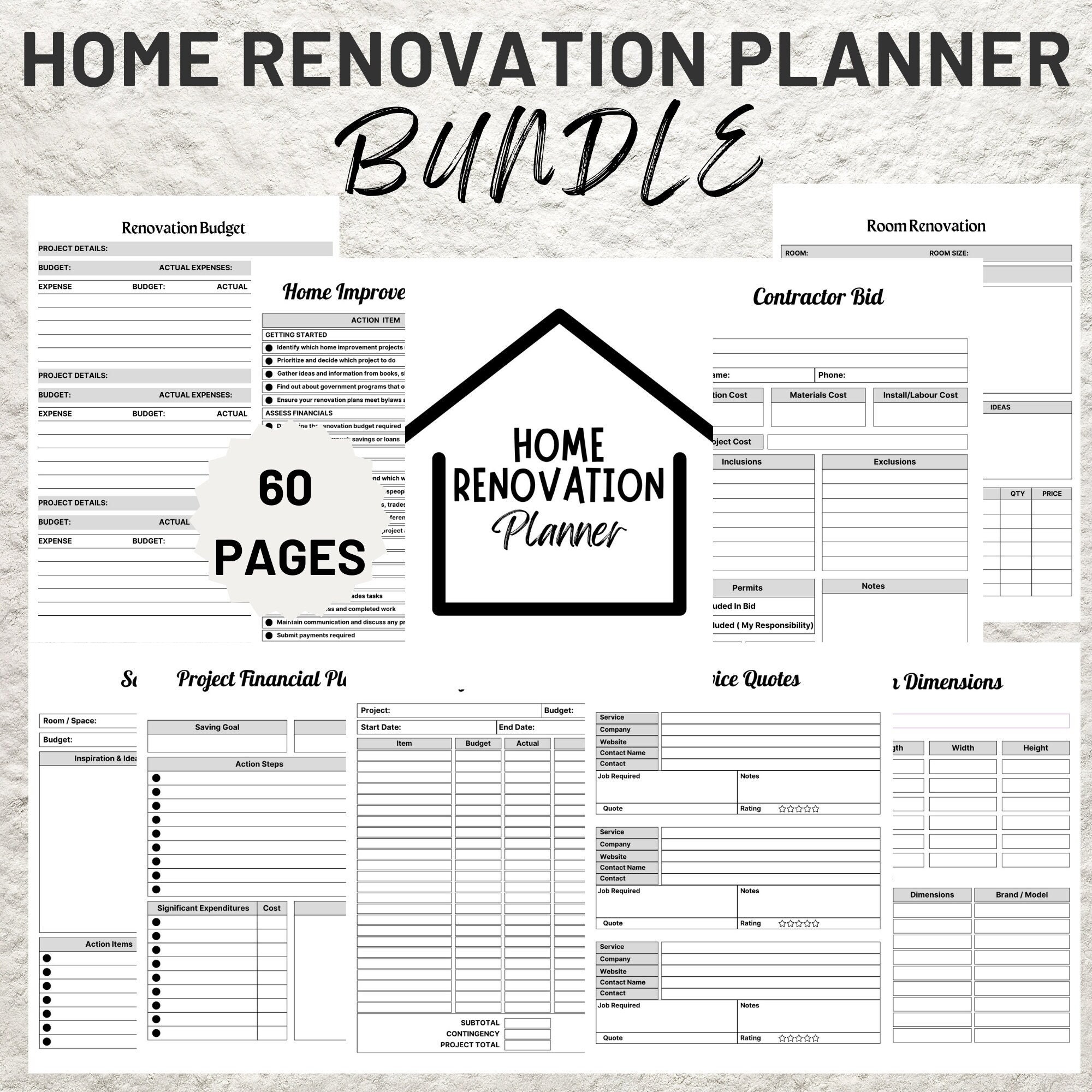 Home Renovation Planner Printable Home Improvement DIY Project Planner ...