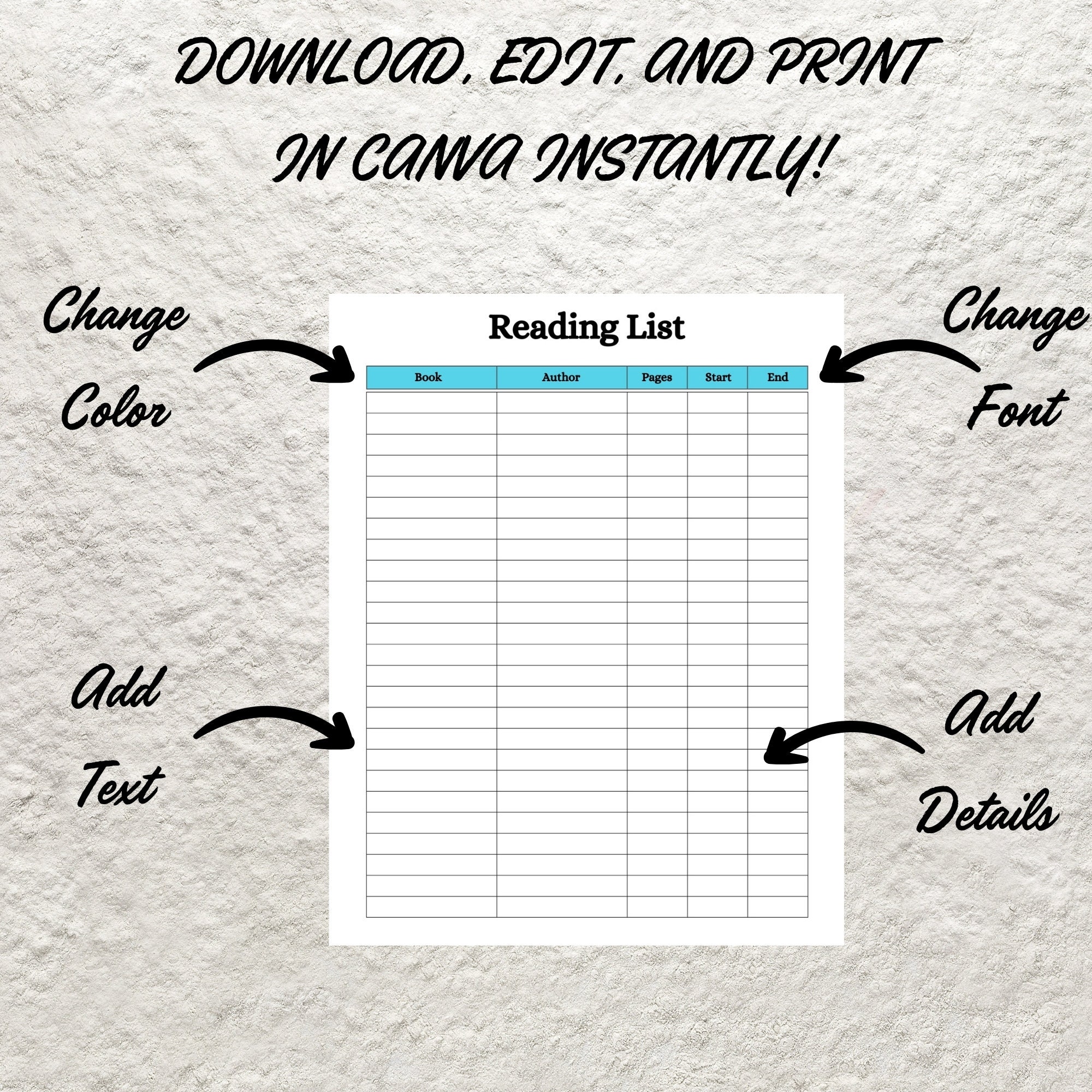Printable Reading Tracker Template Editable Reading Log Book Reading ...
