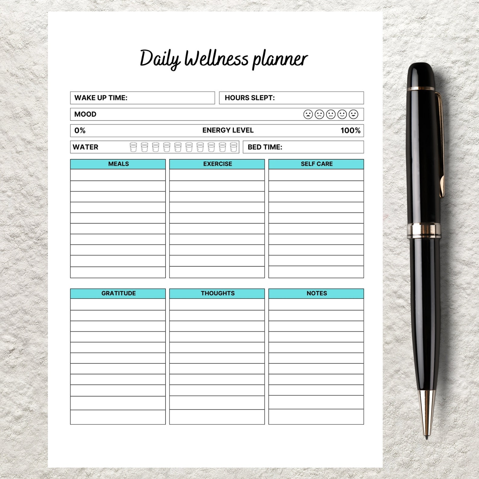 Editable Daily Wellness Planner Template Printable Self Care Routine ...