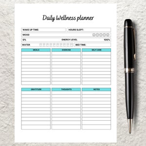 Editable Daily Wellness Planner Template Printable Self Care Routine ...