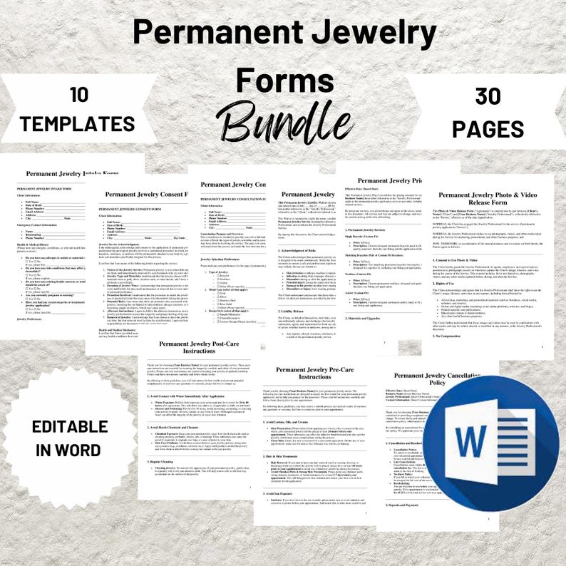 Permanent Jewelry Business Starter Kit Editable Permanent Jewelry ...
