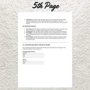 Truck Driver Contract Template: Editable Service Agreement (word ...