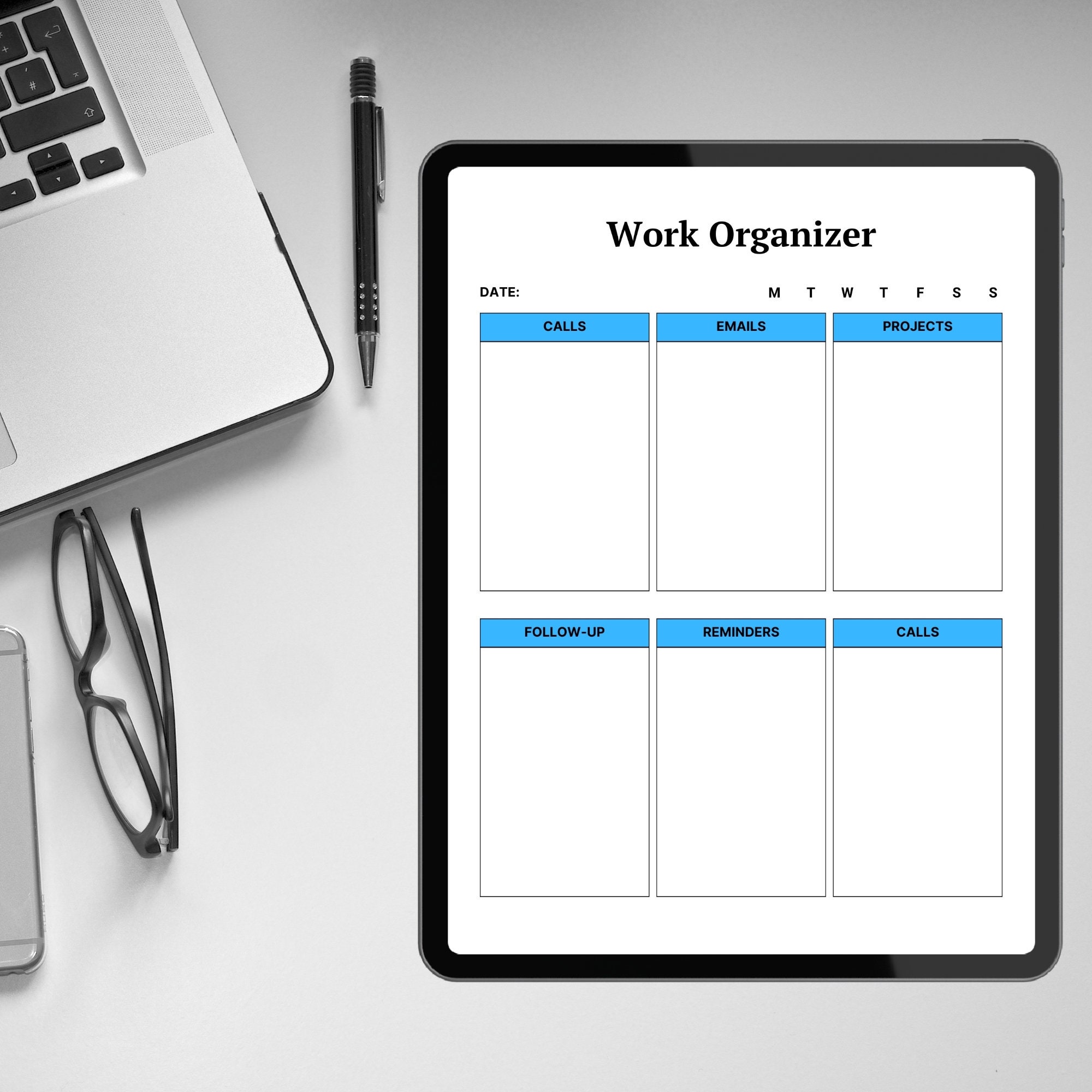 Work Day Organizer Template Printable Work Day Planner Work From Home ...