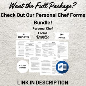 Personal Chef Contract Template Editable Personal Chef Service ...