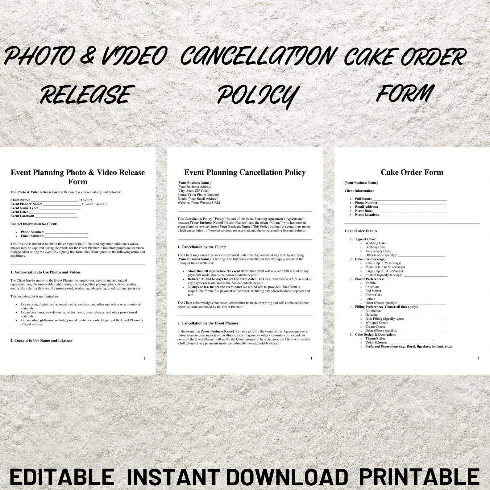 Event Planner Forms Bundle Editable Event Planner Service Agreement ...