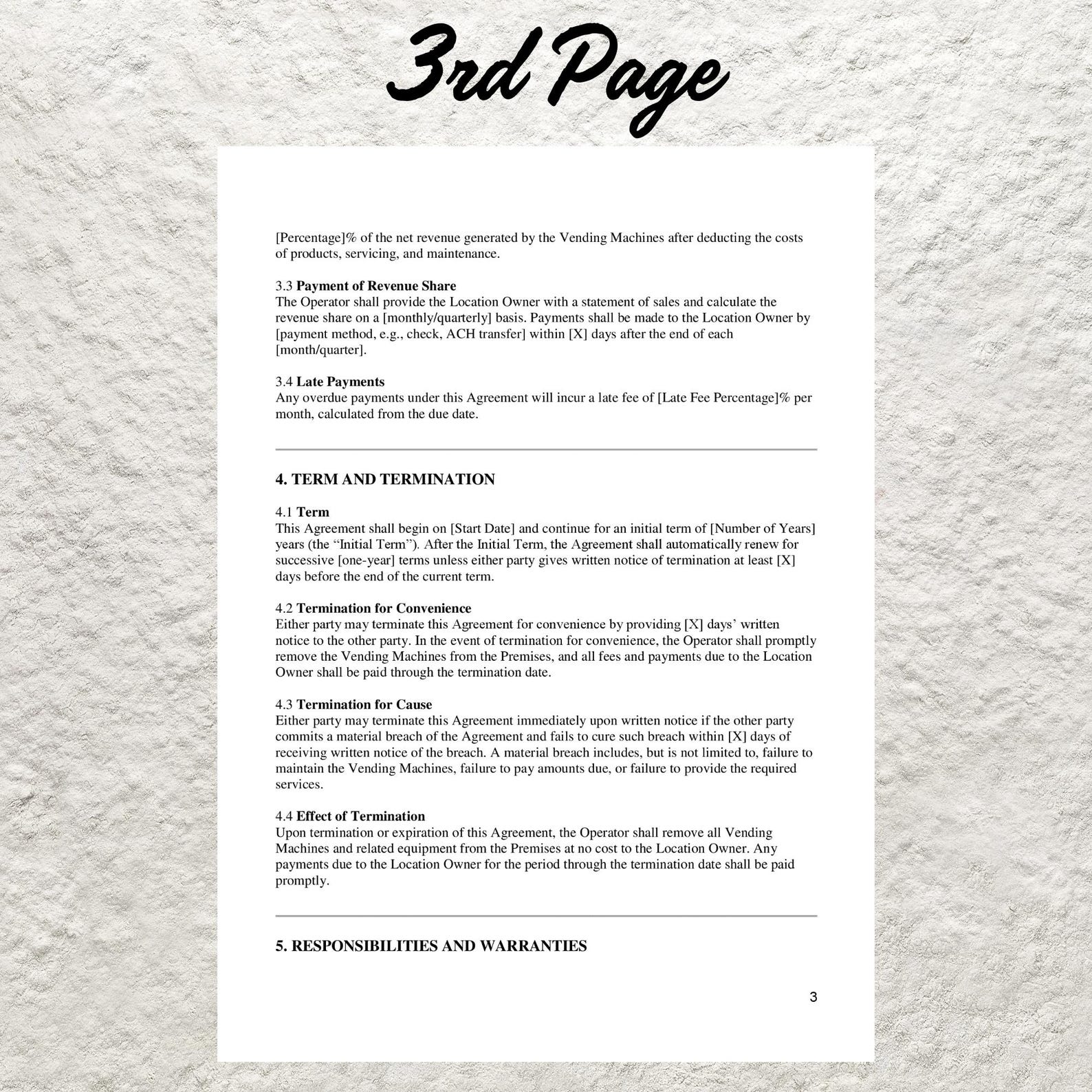 Vending Machine Contract Template Editable Vending Machine Service ...