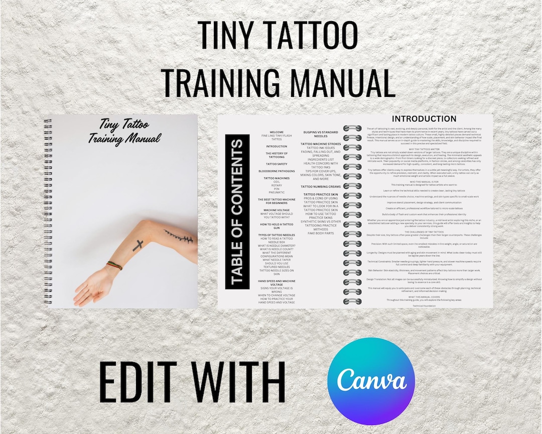 Tiny Tattoo Training Manual: Fine Line Artistry - Canva Template (PDF ...