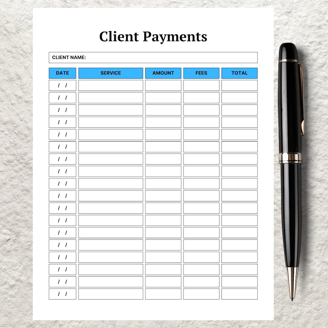 Client Payment Tracker Template Printable Client Payment History Client ...