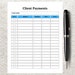 Client Payment Tracker Template Printable Client Payment History Client ...