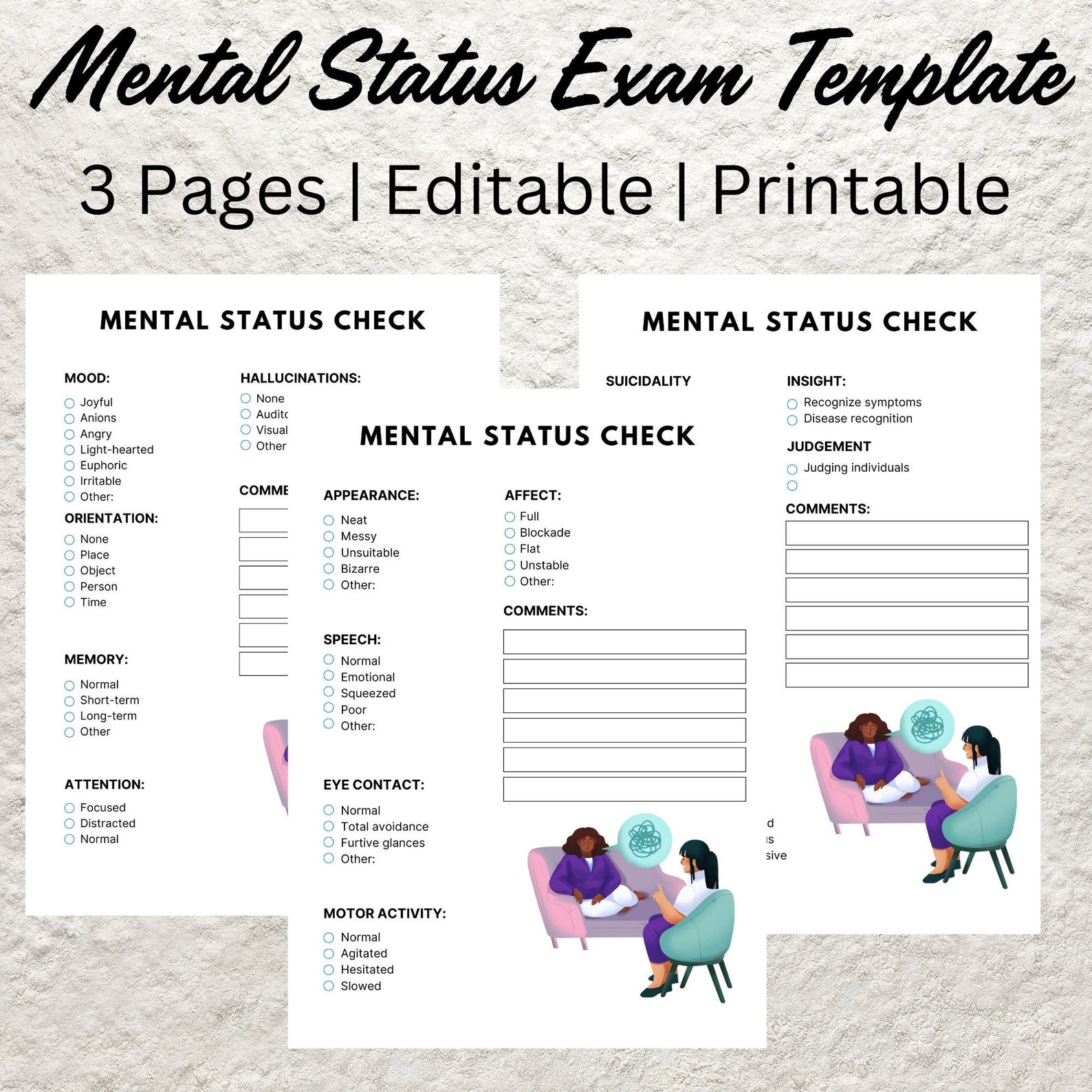 Mental Status Exam Cheat Sheet Template MSE Checklist Cheat Sheet ...