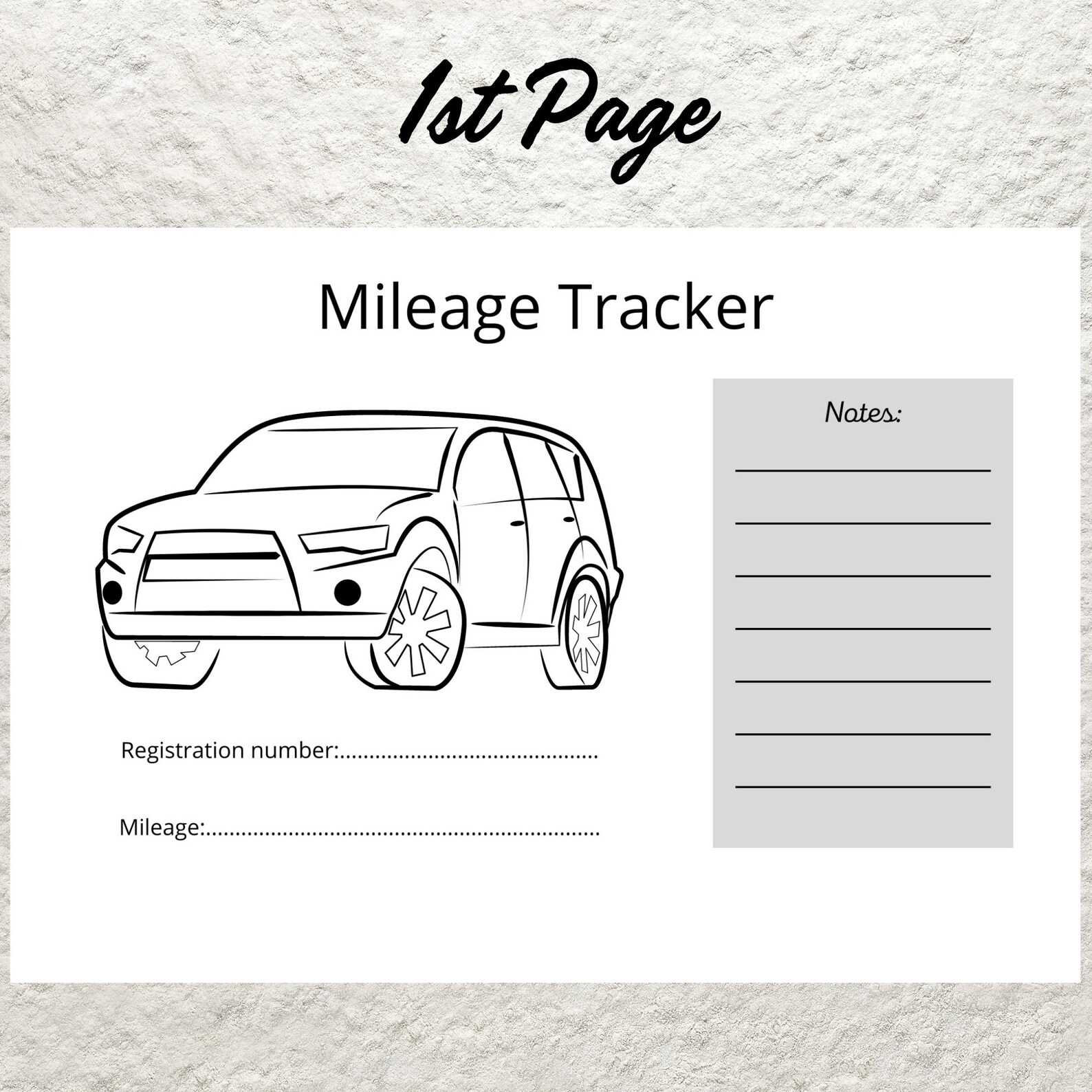 Editable Mileage Tracker Template Printable Mileage Log Work Trip Miles ...