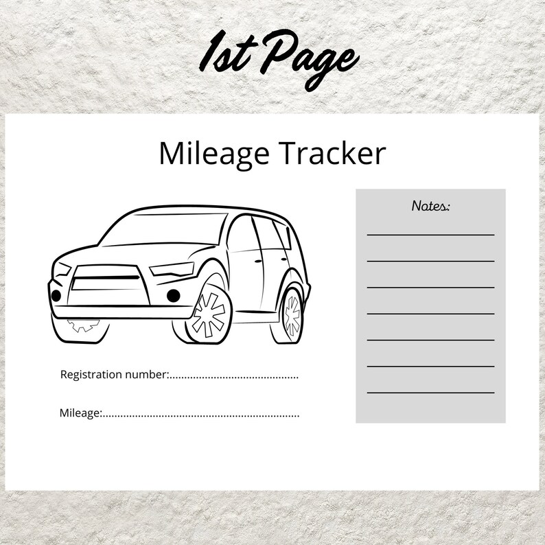 Editable Mileage Tracker Template Printable Mileage Log Work Trip Miles ...