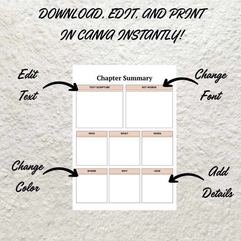 Bible Book Chapter Summary Template Printable Bible Study Guide Bible ...
