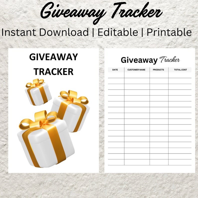 Giveaway Tracker Template Printable Social Media Planner Social Media ...