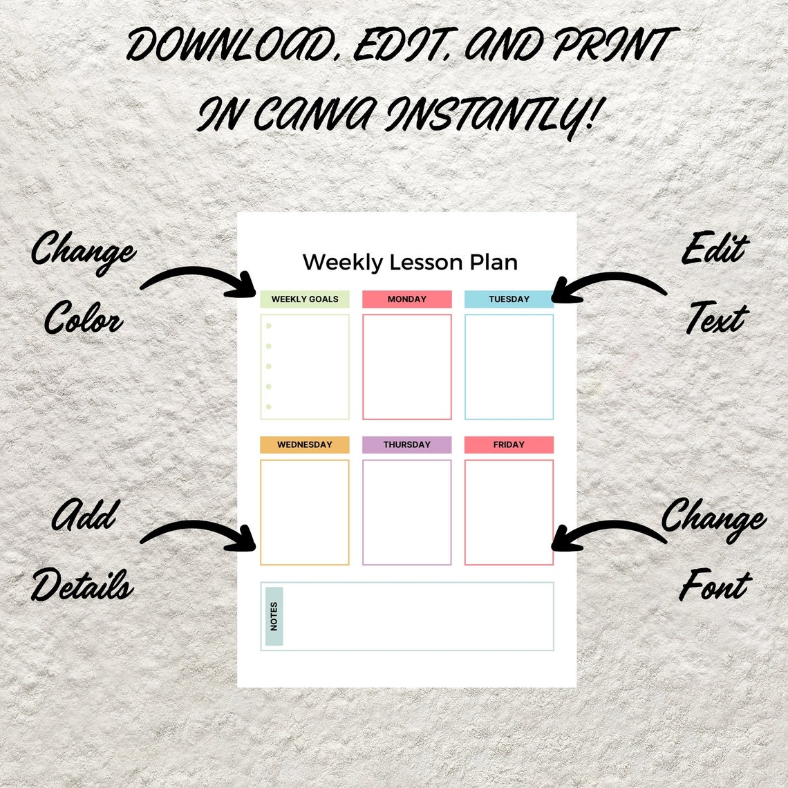 Editable Lesson Plan Template Printable Weekly Lesson Plan Homeschool ...