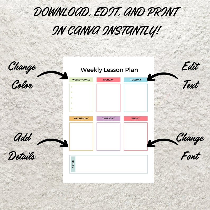 Editable Lesson Plan Template Printable Weekly Lesson Plan Homeschool ...