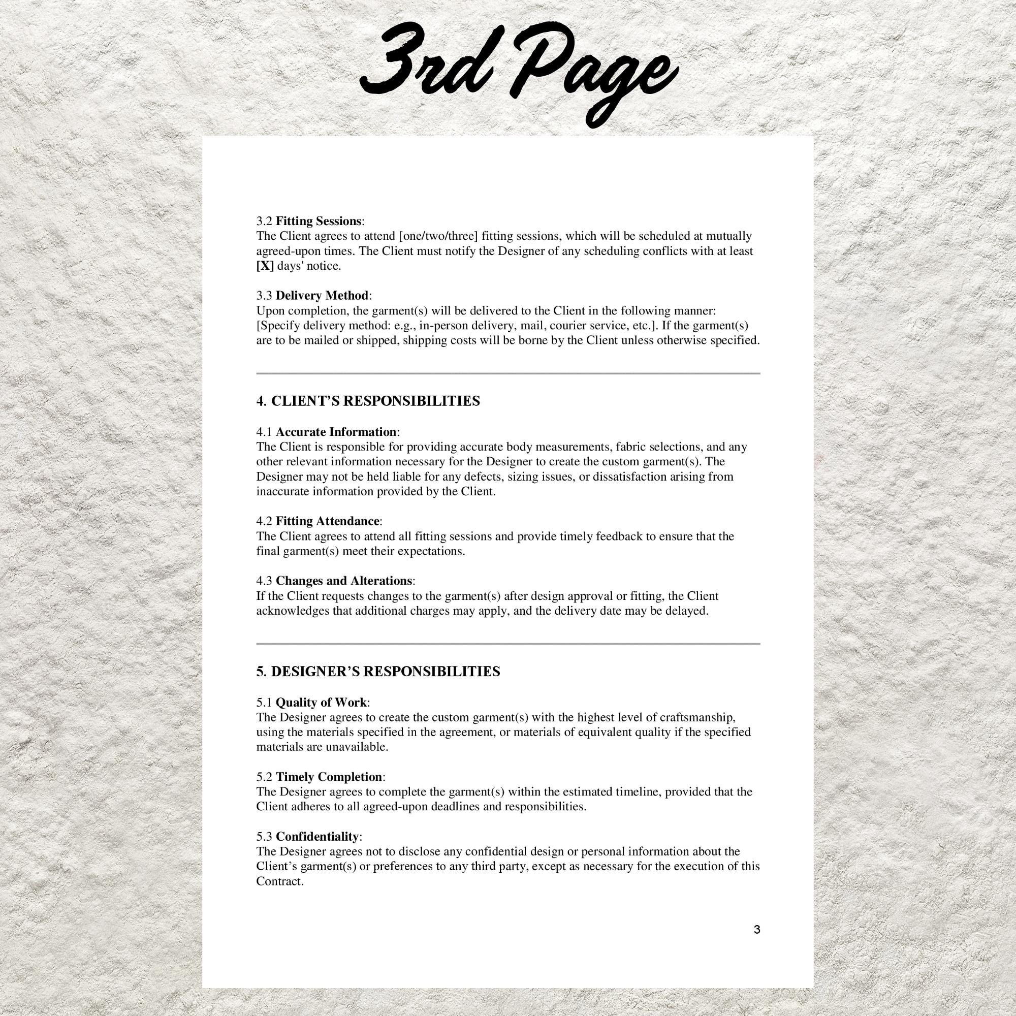 Custom Garment Contract Template: Editable Clothing Agreement (word ...