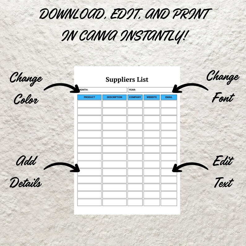 Printable Supplier List Template Small Business Supplier Search ...
