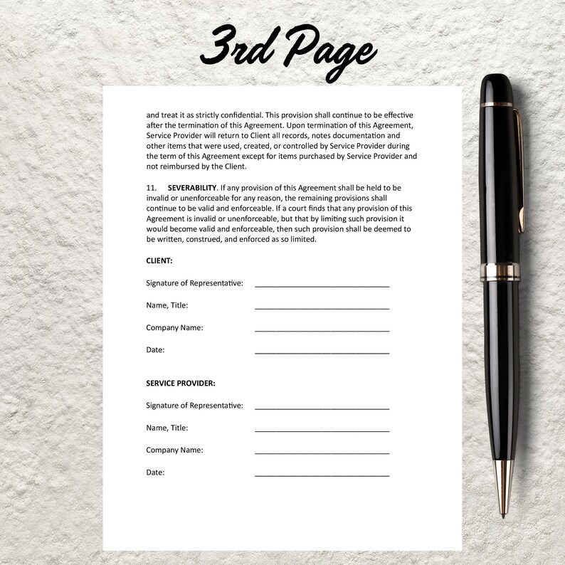 Editable Virtual Assistant Contract Template: Printable Service ...