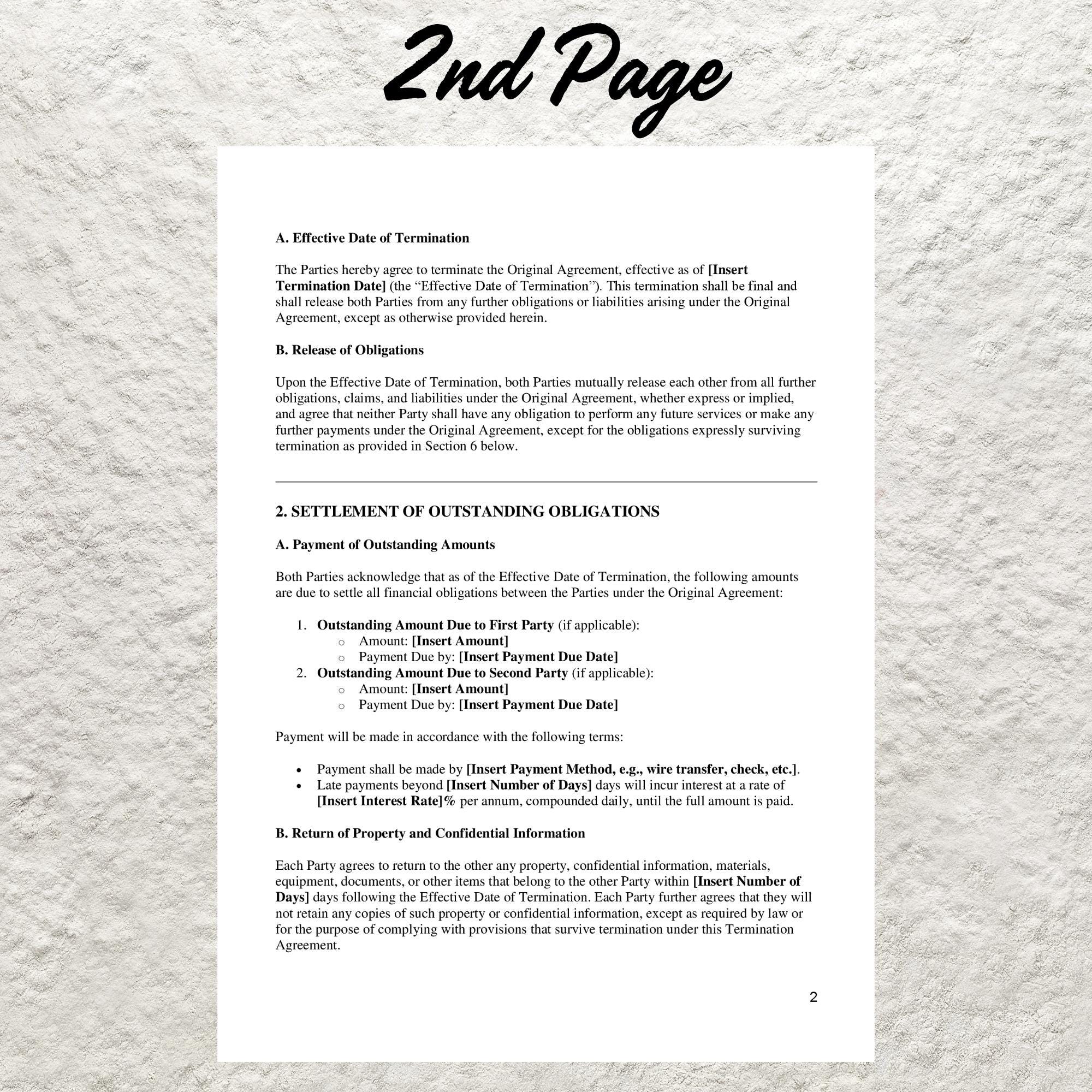 Contract Termination Agreement Template: Editable & Printable - Etsy