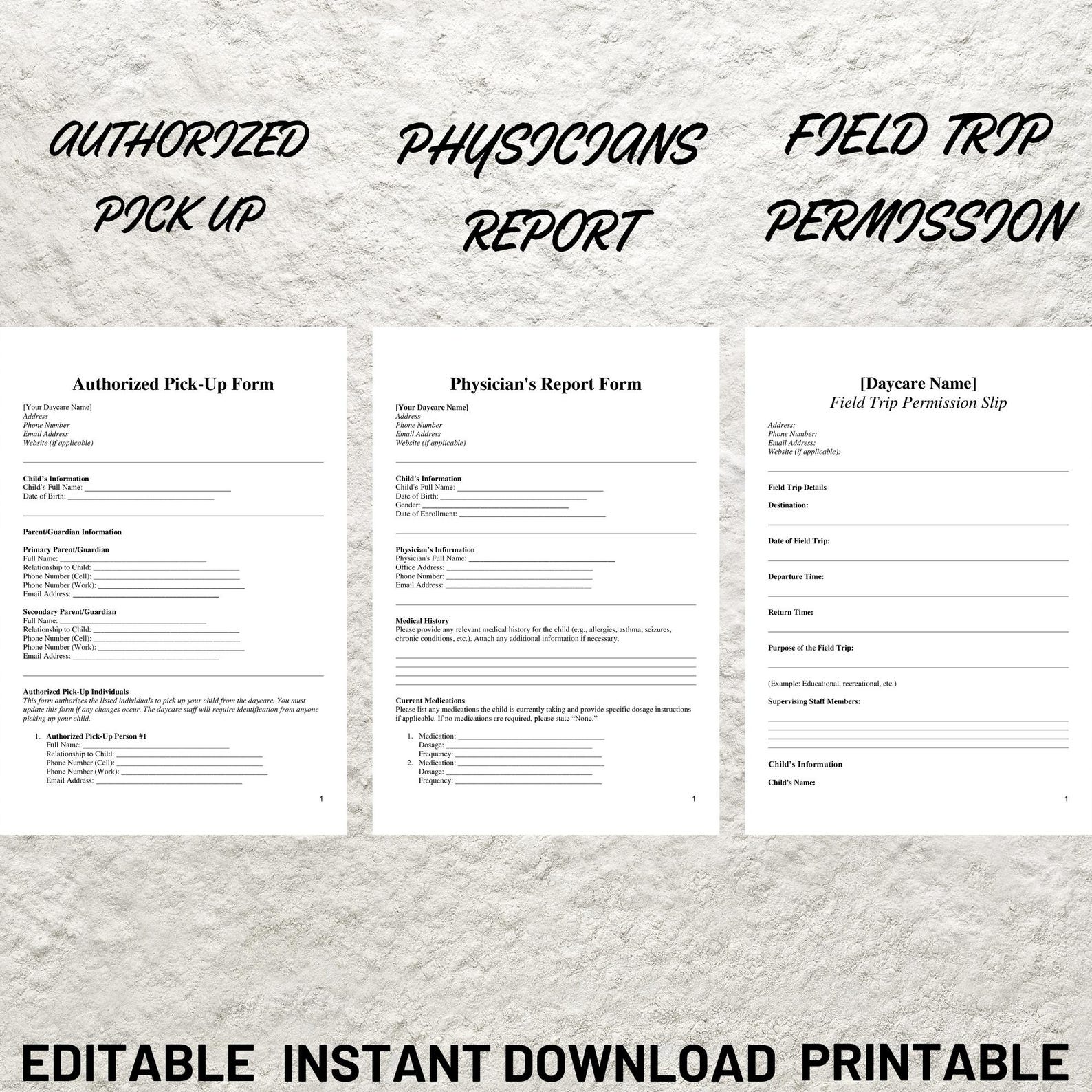 Daycare Starter Kit, Daycare Forms, Daycare Contract, Childcare Forms ...