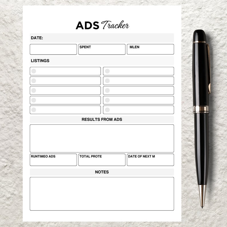 Ad Campaign Tracker Template Printable Ad Tracker Business Advertising ...