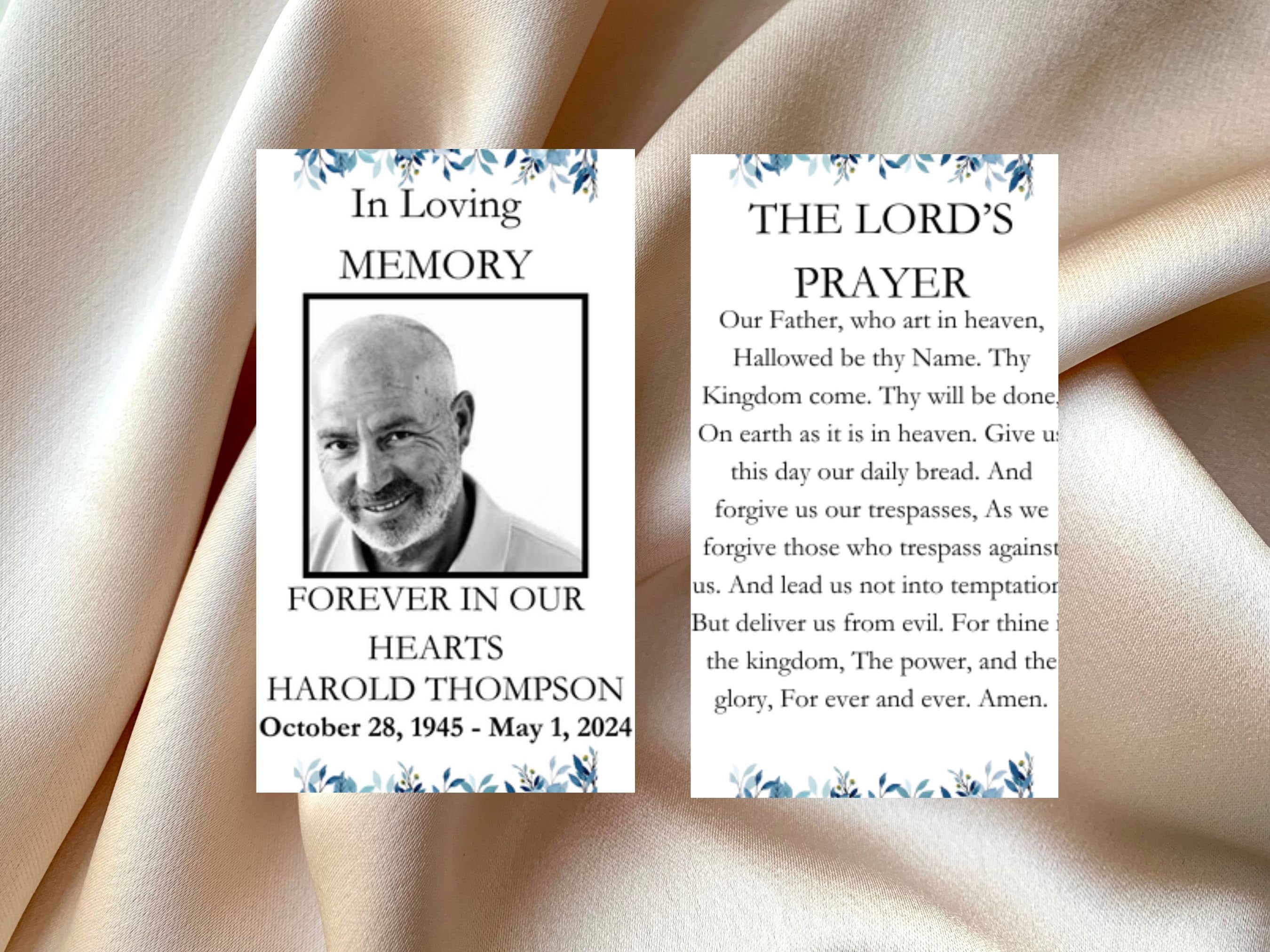 Editable Funeral Prayer Memorial Card Template Printable Obituary Card ...