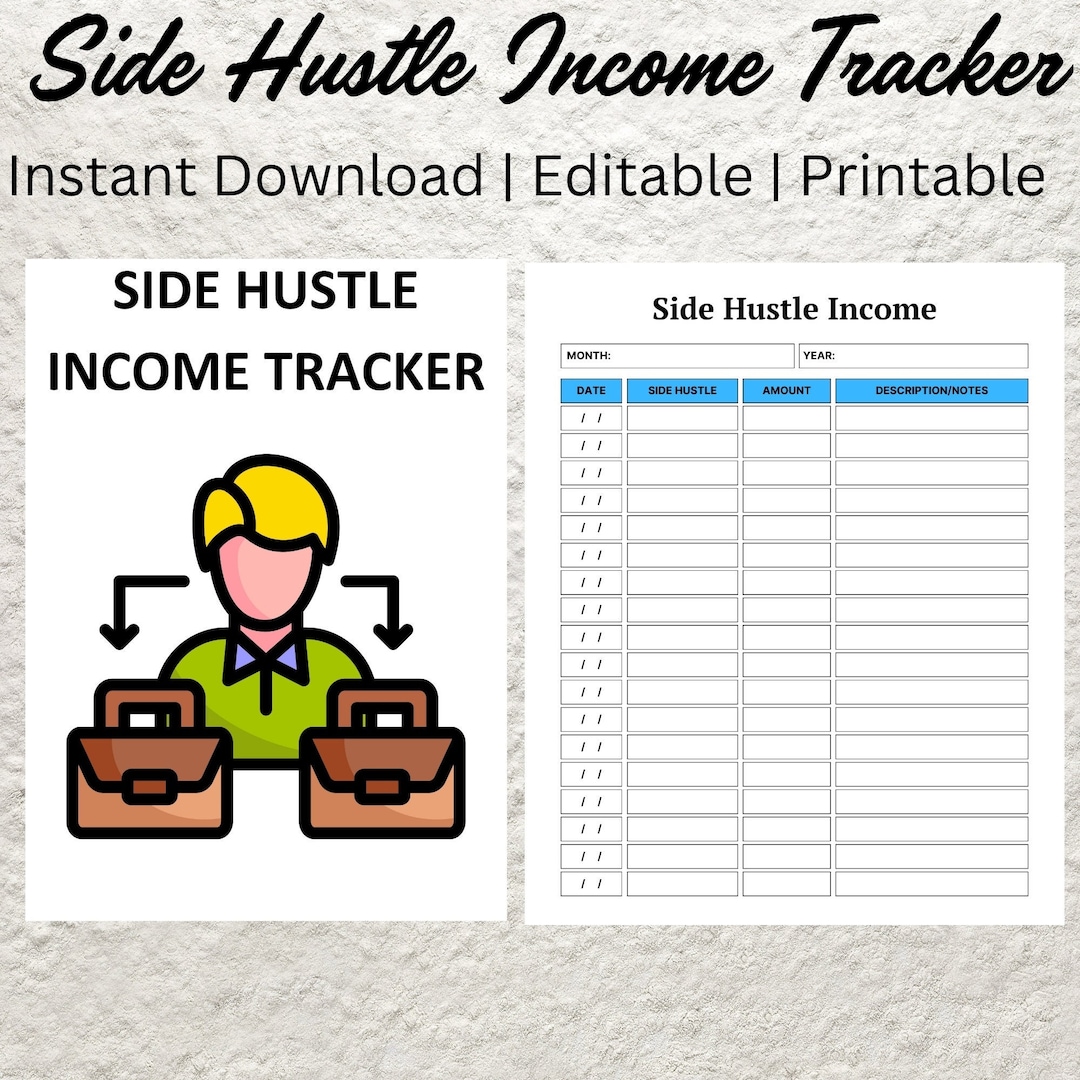 Side Hustle Income Tracker Template Printable Passive Income Stream ...