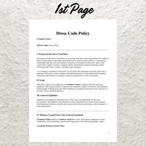 Dress Code Policy Template Editable Employee Dress Code Policy ...