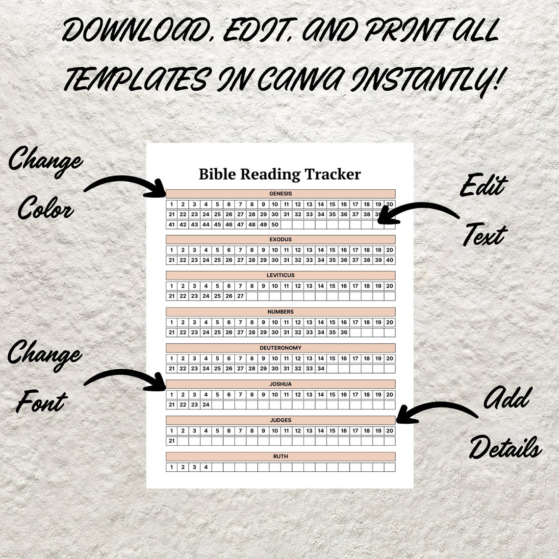Bible Reading Tracker Printable Bible Reading Plan Checklist Daily ...