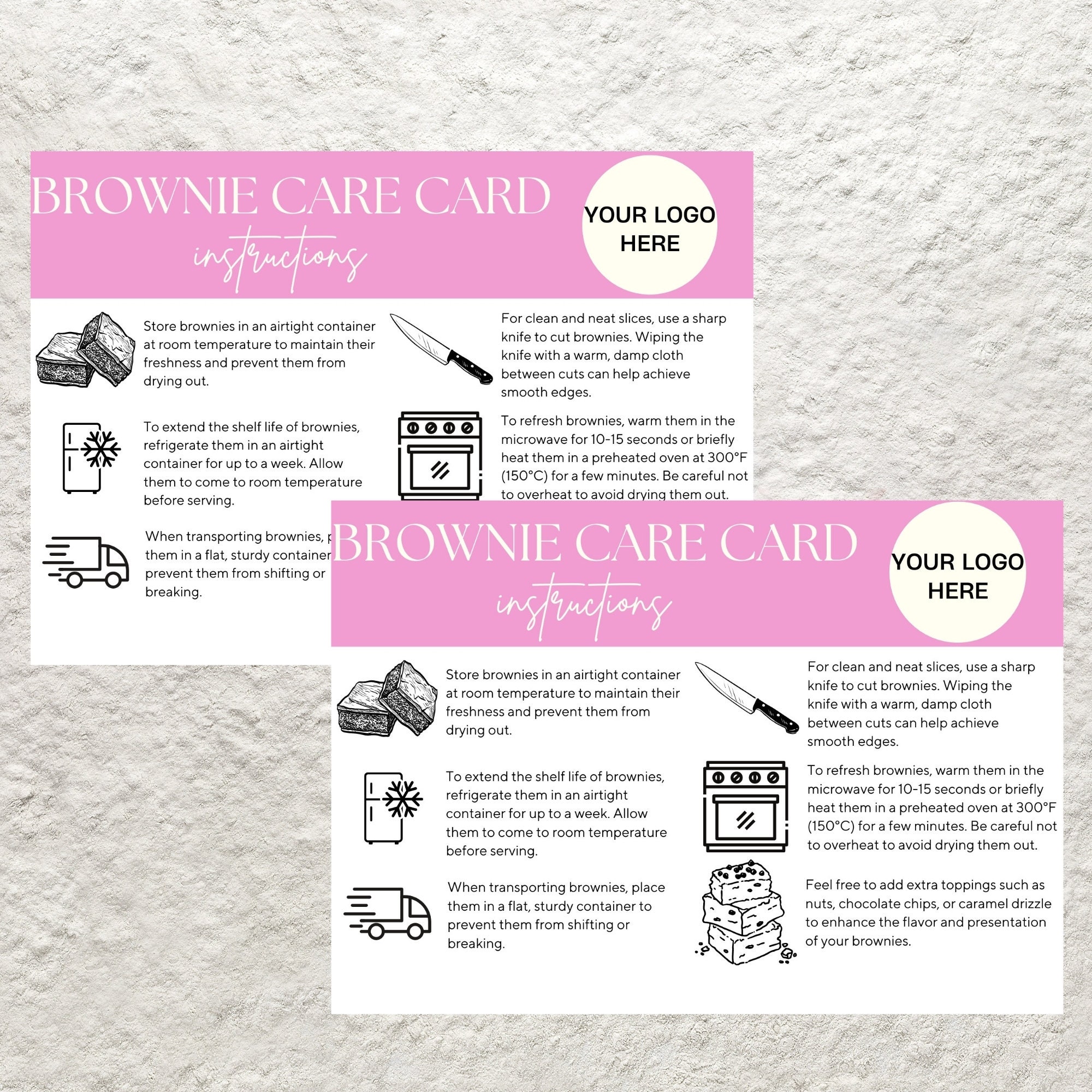 Brownie Care Card Template, Editable Canva Design - Etsy