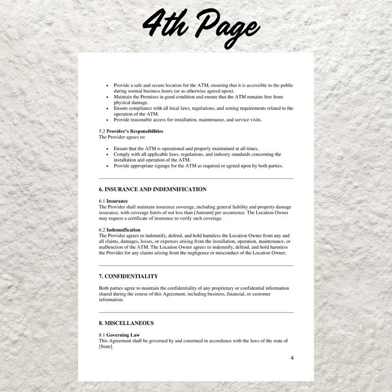 ATM Location Agreement Template: Editable Service Contract (PDF & Word ...