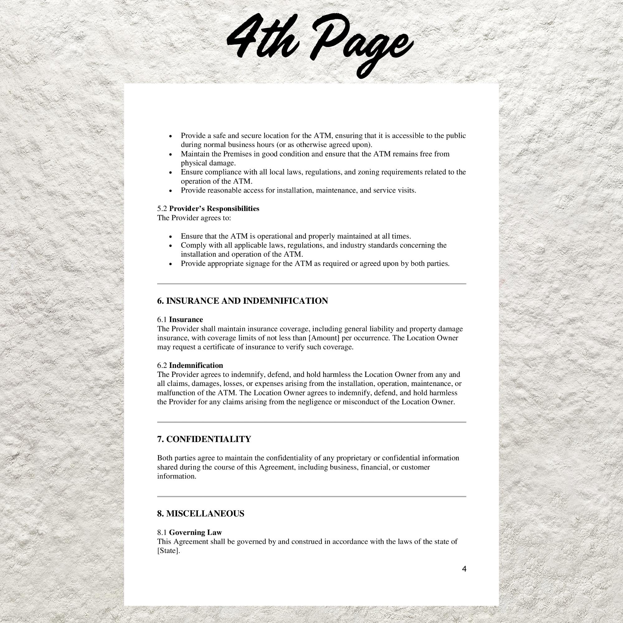 ATM Location Agreement Template: Editable Service Contract (PDF & Word ...