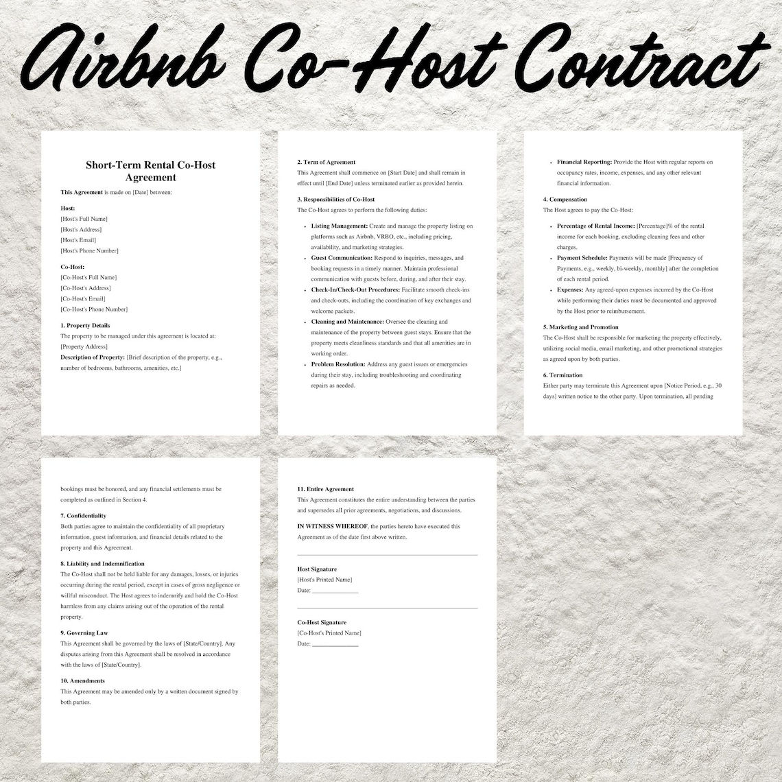 Airbnb Contract Template Bundle Airbnb Co Host Agreement Airbnb ...