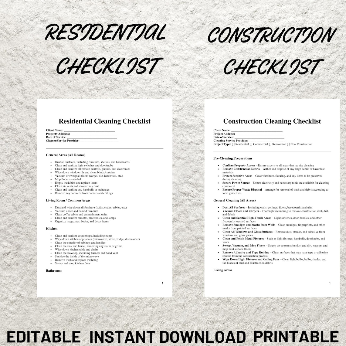 Cleaning Service Forms Bundle: Editable Business Templates (digital ...