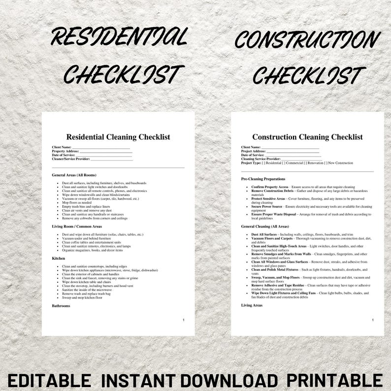 Cleaning Service Forms Bundle: Editable Business Templates (digital ...