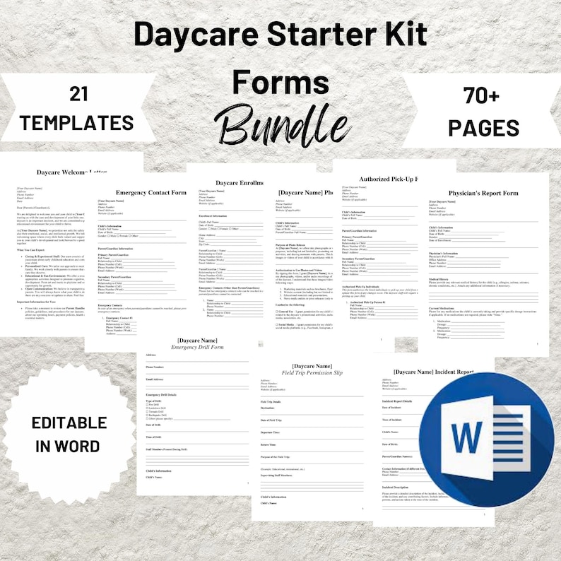 Daycare Starter Kit, Daycare Forms, Daycare Contract, Childcare Forms ...