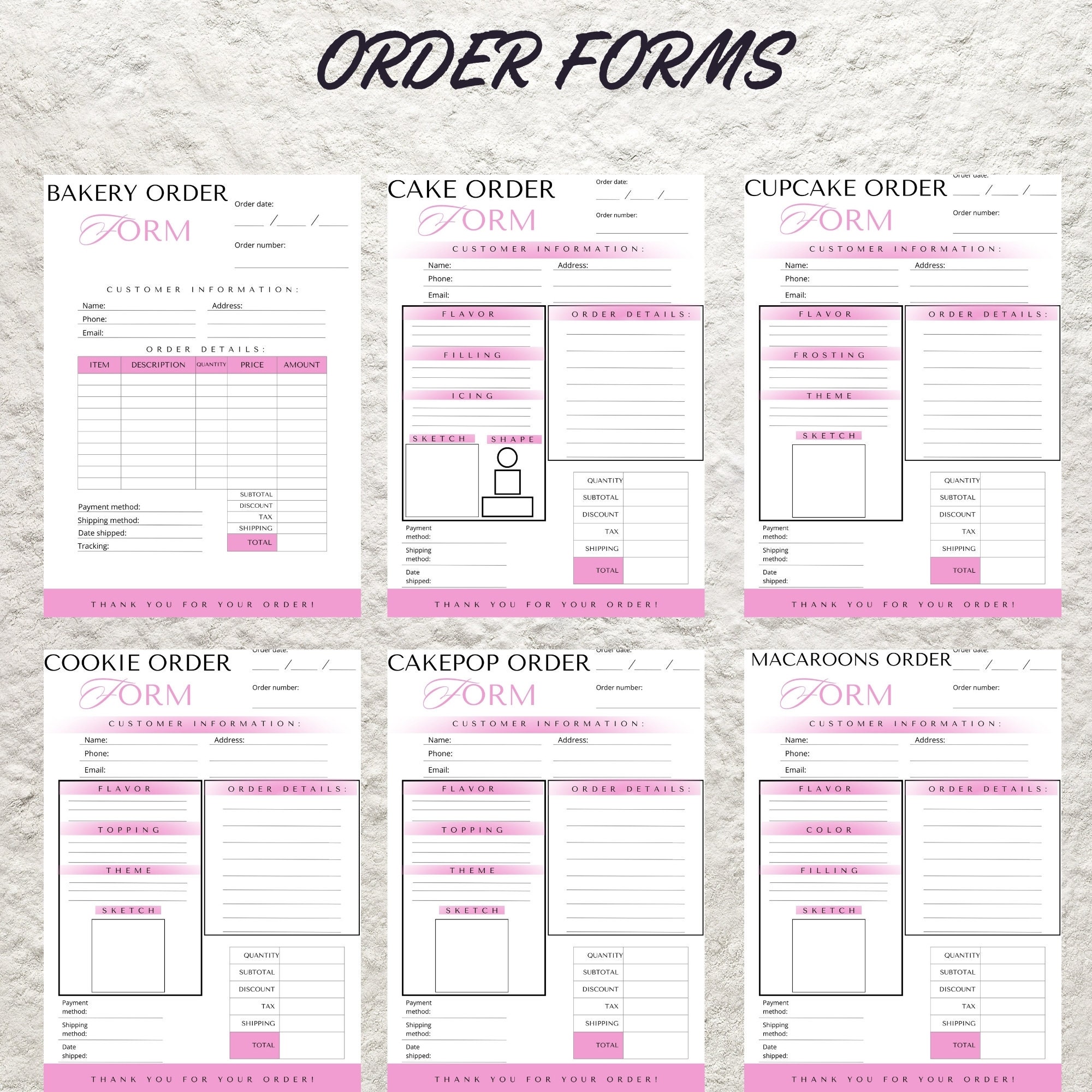 Editable Bakery Order Forms Bundle – Cake & Cookie Business (printable ...