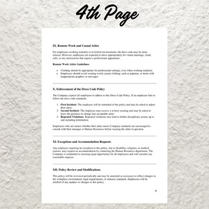 Dress Code Policy Template Editable Employee Dress Code Policy ...