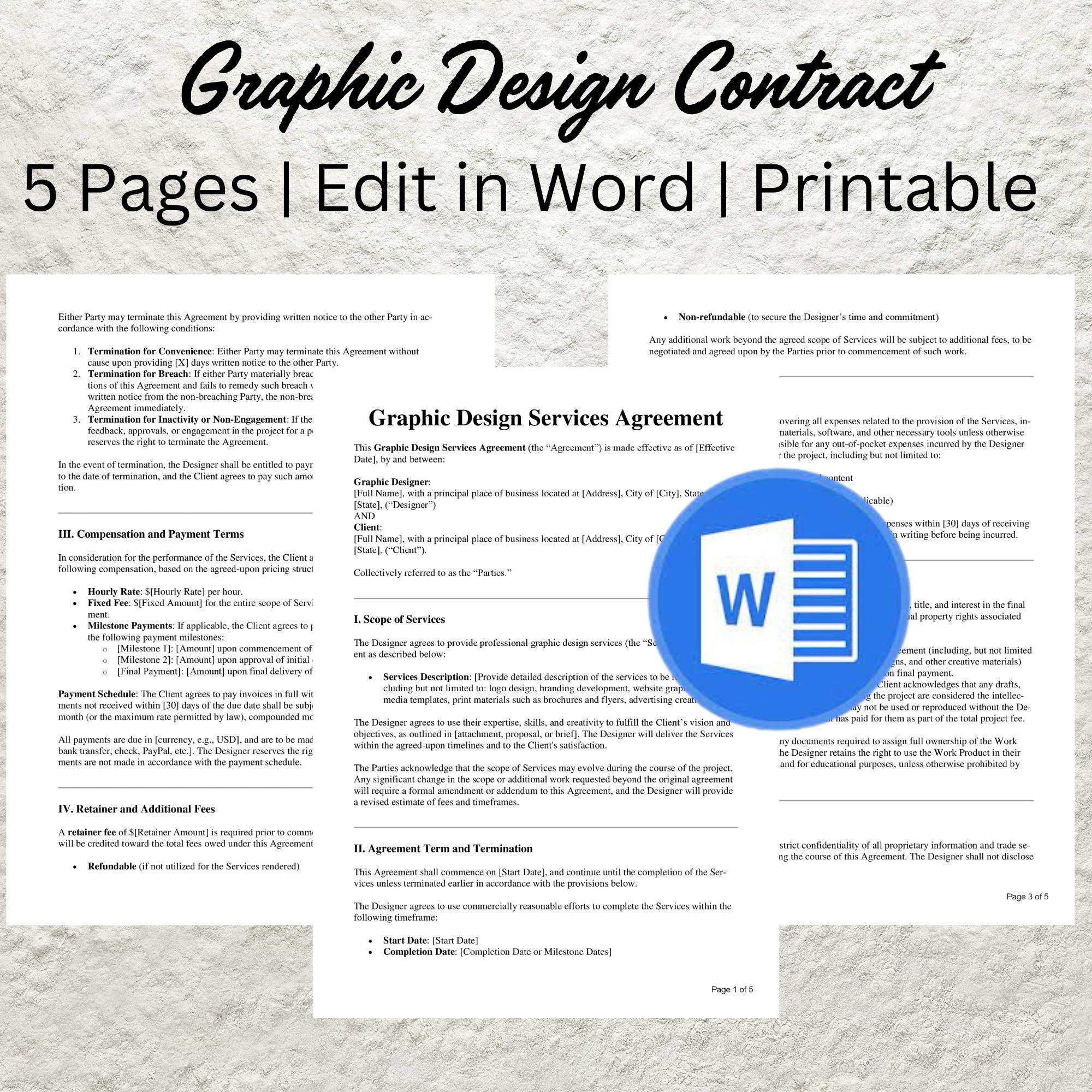 Graphic Design Contract Template Editable Graphic Designer Client ...