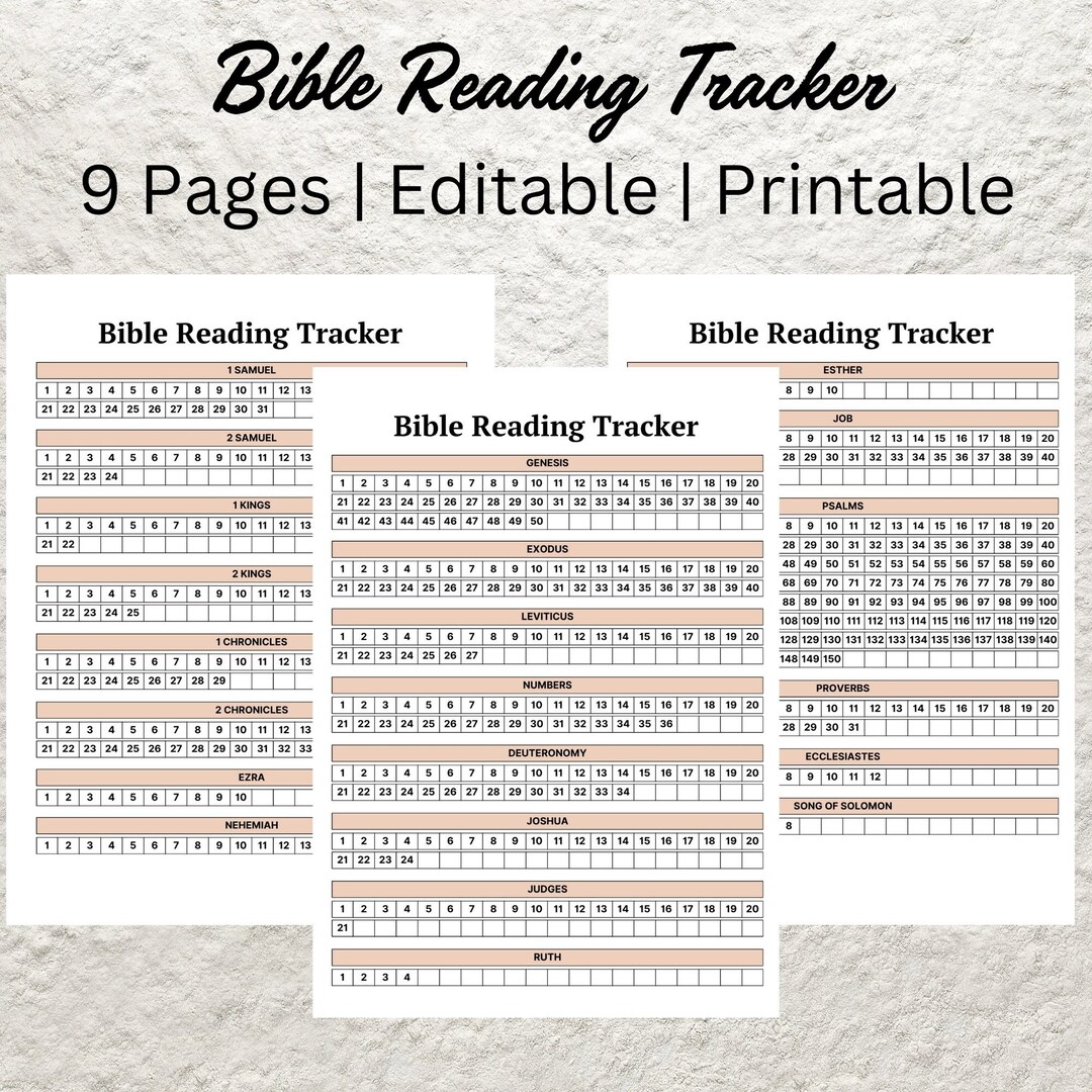 Bible Reading Tracker Printable Bible Reading Plan Checklist Daily ...