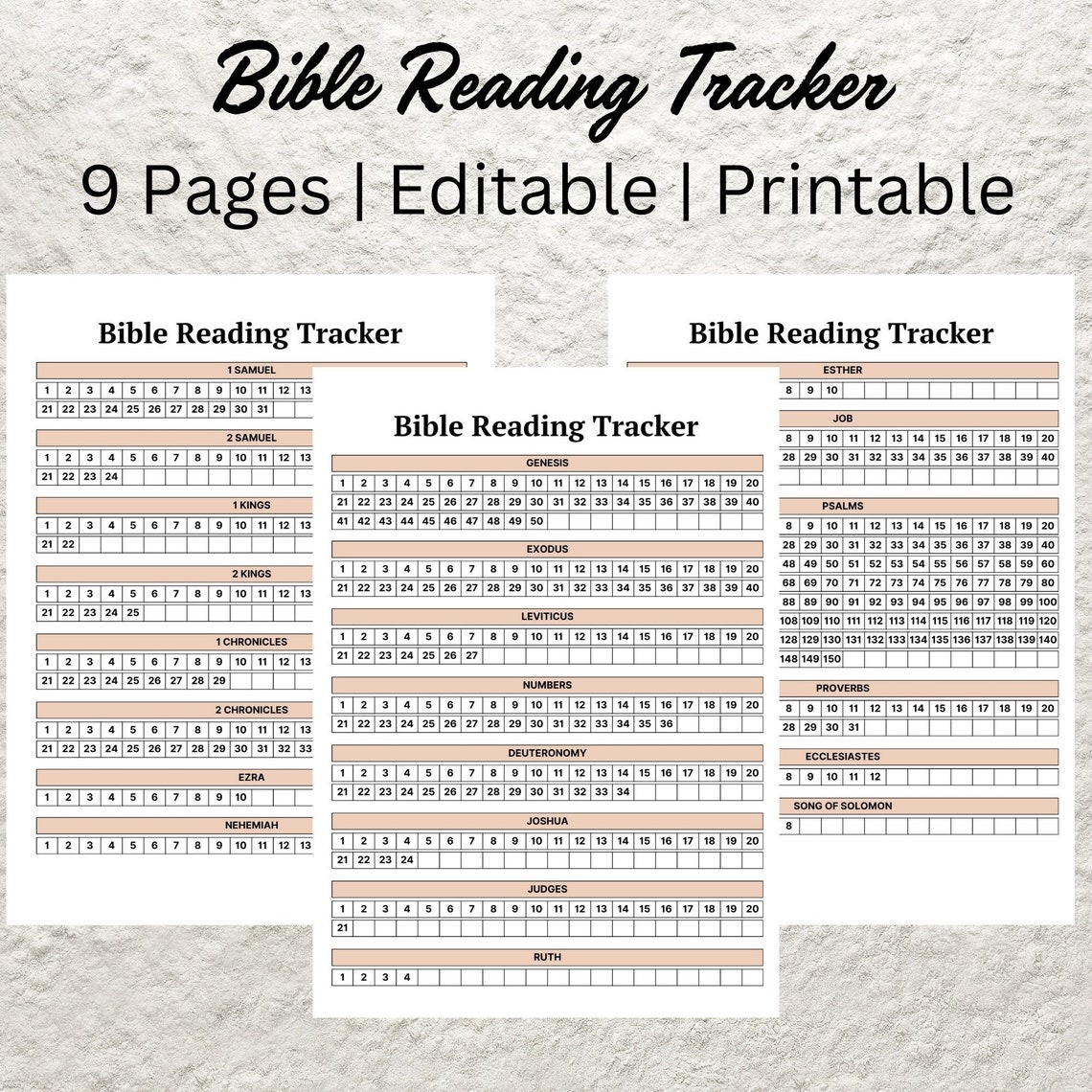 Bible Reading Tracker Printable Bible Reading Plan Checklist Daily ...