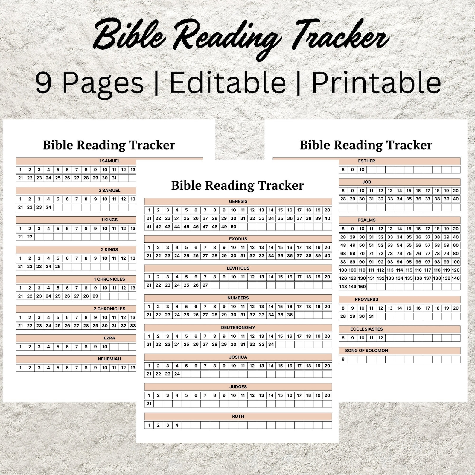 Bible Reading Tracker Printable Bible Reading Plan Checklist Daily ...